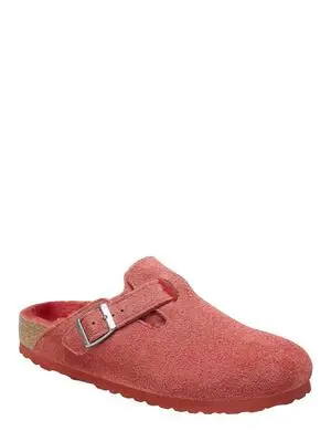 BIRKENSTOCK Boston Shearling Suede Clogs Sienna Red
