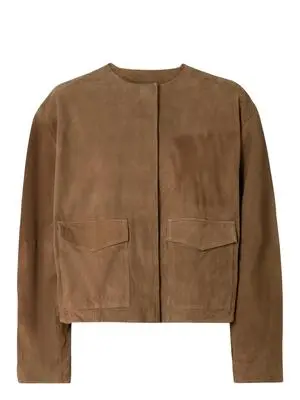 ST. AGNI Utility Cocoon Suede Jacket - Brown