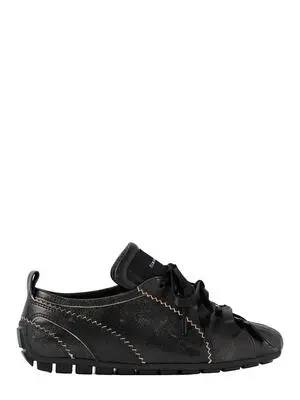 Simone Rocha Cracked-leather Sneakers - Brown