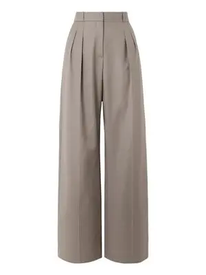 Loulou De Saison Sbiru Pleated Wool-twill Straight-leg Pants - Neutrals
