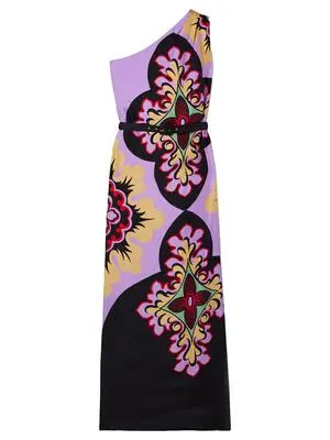 La DoubleJ Roy One-shoulder Printed Silk-twill Maxi Dress - Purple