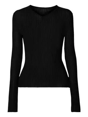 Khaite Tia Ribbed-knit Top - Black