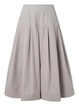 KALLMEYER Dakota Pleated Cotton-blend Twill Midi Skirt - Gray