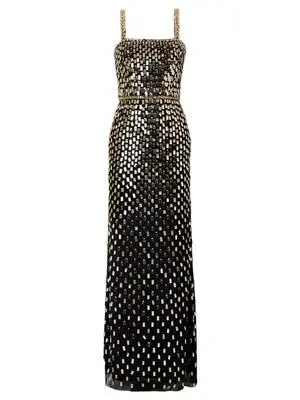 Jenny Packham Juliette Embellished Mesh Gown - Black