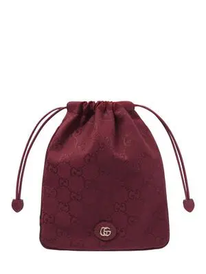 Gucci Leather-trimmed Canvas Pouch - Burgundy