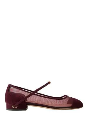 Jennifer Chamandi Paolo 20 Suede And Mesh Ballet Flats - Burgundy