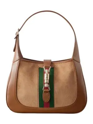 Gucci Jackie 1961 Webbing-trimmed Suede And Leather Shoulder Bag - Brown