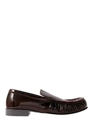 Dries Van Noten Patent Crinkled-leather Loafers - Brown
