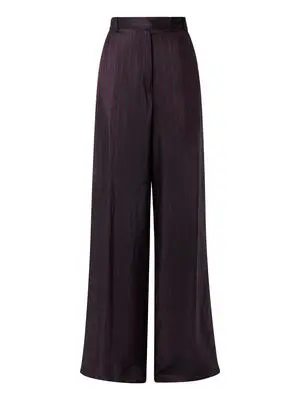 Dries Van Noten Striped Crepe Wide-leg Pants - Burgundy