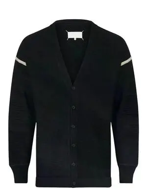 MAISON MARGIELA Ribbed Wool Elbow-patch Cardigan - Black