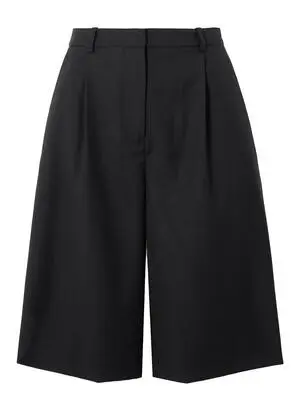 Loulou De Saison Adler Pleated Wool-twill Bermuda Shorts - Black