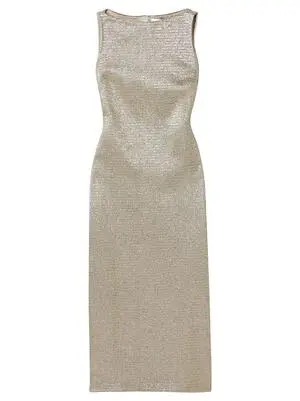 Adam Lippes Metallic Stretch-tweed Midi Dress - Gold