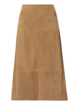 Proenza Schouler Nadia Suede Midi Skirt - Brown