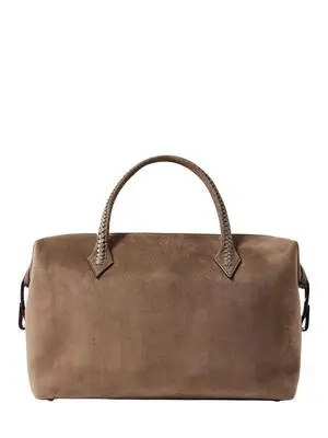 METIER Vérité City Medium Braided Leather-trimmed Suede Tote - Brown