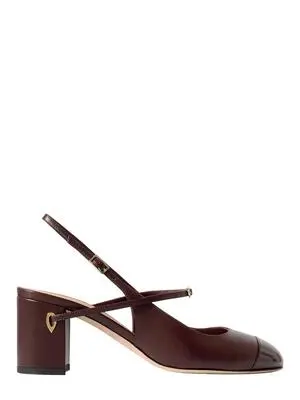 Jennifer Chamandi Mattia Leather Slingback Pumps - Burgundy