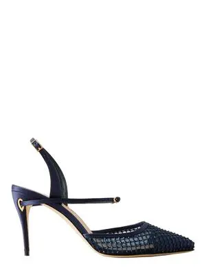Jennifer Chamandi Vittorio 85 Crystal-embellished Slingback Pumps - Blue