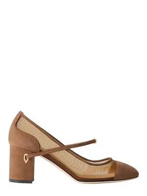 Jennifer Chamandi Paolo 65 Mesh And Suede Pumps - Brown