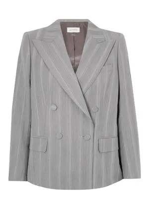 Dries Van Noten Double-breasted Herringbone Wool-blend Blazer - Gray