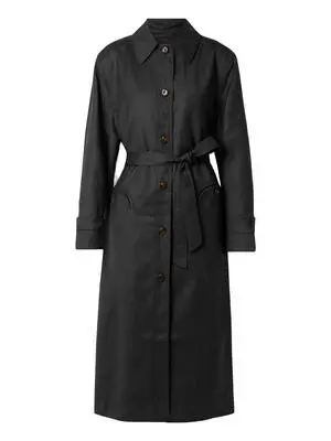 BLAZÉ MILANO Astoria Basoto Wool Trench Coat Dark Gray