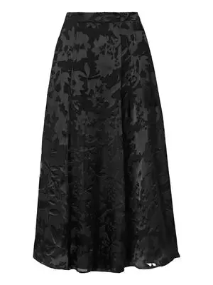 Adam Lippes Emi Devoré-satin Midi Skirt - Black