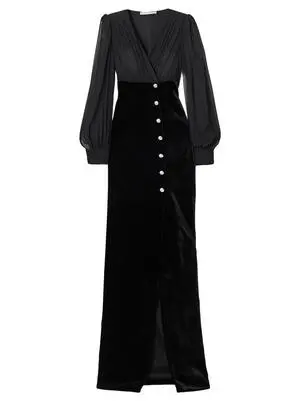 Alessandra Rich Velvet And Silk-georgette Gown - Black