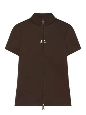 COURREGES Zippered Short-sleeve Top - Brown
