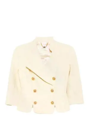 Elisabetta Franchi Button-embellished Tweed Jacket - Yellow