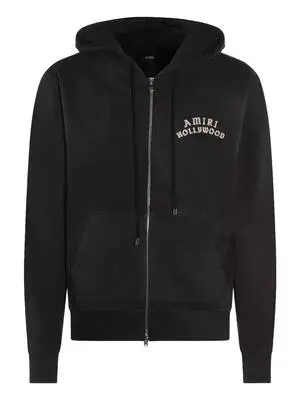 Amiri Embellished Zip-Up Hoodie Black