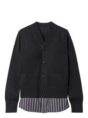 Sacai Layered Striped Cardigan - Black