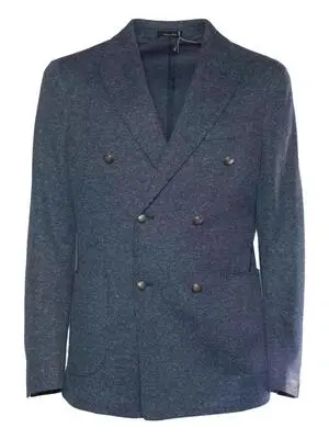 BRERA Double-breasted Textured Blazer - Blue