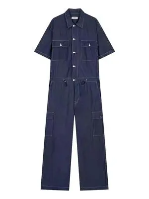 STUDIO TOMBOY Cargo Pocket Short-sleeve Jumpsuit - Blue