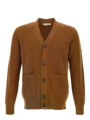 FILIPPO DE LAURENTIIS Ribbed V-neck Cardigan - Brown