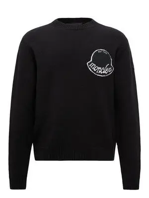 Moncler Embroidered Logo Wool Sweater - Black