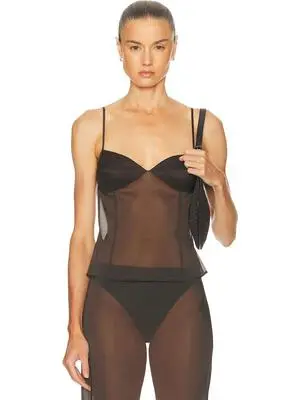 ST. AGNI Transparent Silk Cami Top - Black Olive