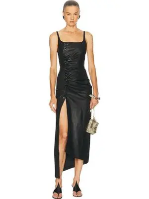 Rabanne Leather Midi Dress - Black