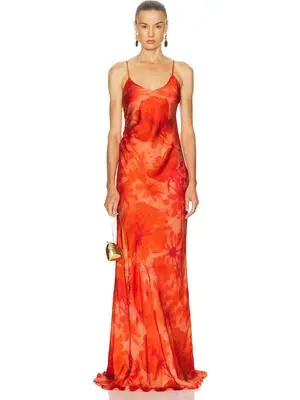 Alejandra Alonso Rojas Ruched Slip Gown - Red Print