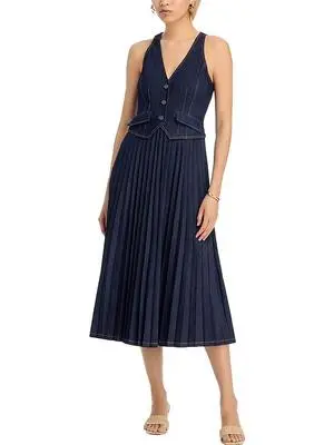 Cinq À Sept Esther Sleeveless Denim Midi Dress - Indigo