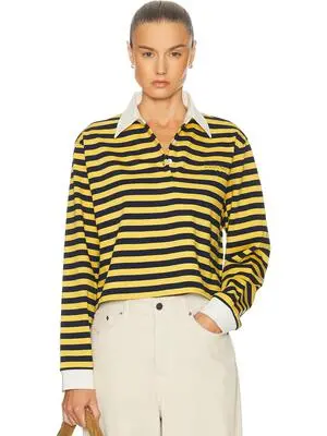 Miu Miu Long Sleeve Rugby Top - Blu  Giallo  & Bianco