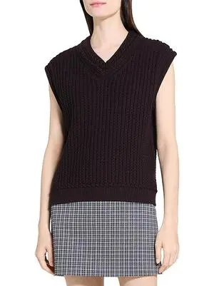THEORY Sleeveless Cotton Sweater Vest
