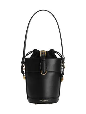 Dolce & Gabbana Capri Bucket Bag In Canvas And Leather - Black
