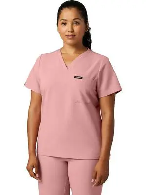 JAANUU Rhena Slim V-Neck Scrub Top Mauve