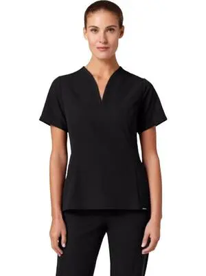 JAANUU Calix 2-pocket V-neck Scrub Top - Black
