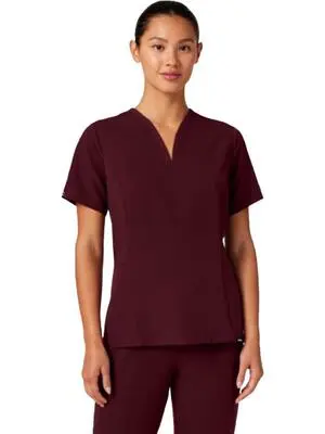 JAANUU Calix 2-pocket V-neck Scrub Top - Burgundy