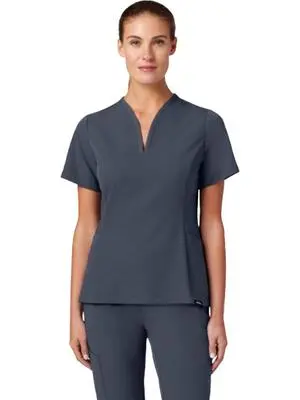 JAANUU Calix 2-pocket V-neck Scrub Top - Carbon Gray