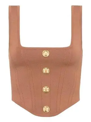 THE NOLI SHOP Venus Button Top - Mocha Mousse
