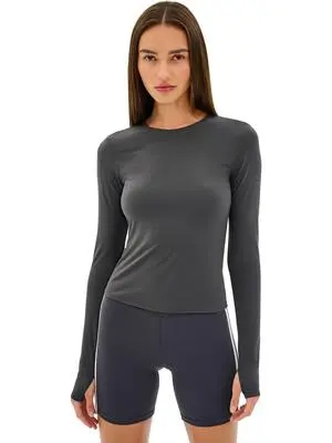 Splits59 Airweight Lite Long Sleeve Waist Length Top Graphite