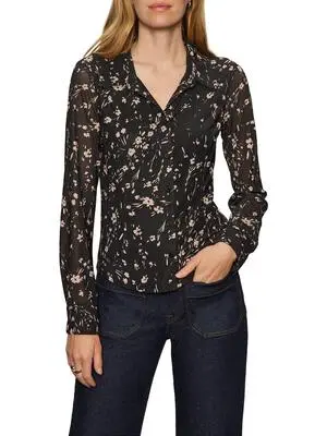 Sanctuary Mesh Button-Down Shirt Edelweiss Black