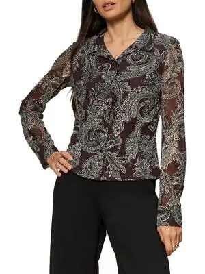 Sanctuary Mesh Button-Down Shirt Mineral Paisley