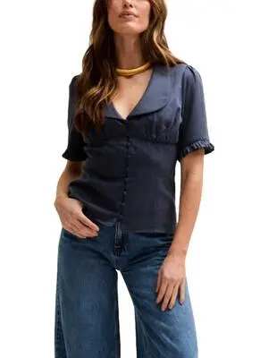 LILY AND LIONEL Rachel Short Sleeve Shirt - Navy