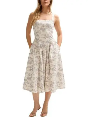 LILY AND LIONEL Hayley Corset Inspired Midi Dress - Natural